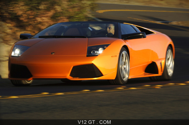 Lamborghini Murcielago LP640 Roadster orange 3/4 avant gauche filé ...