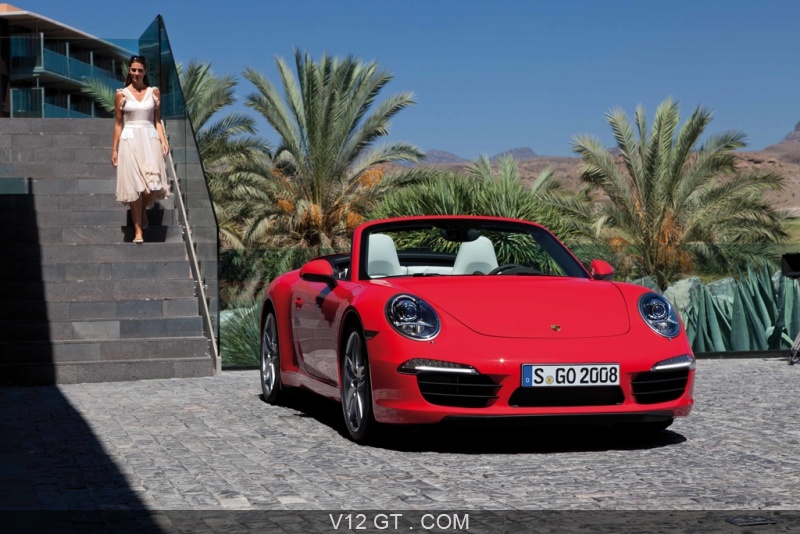 Porsche 991 Carrera S Cabriolet rouge 3/4 avant droit / Porsche ...